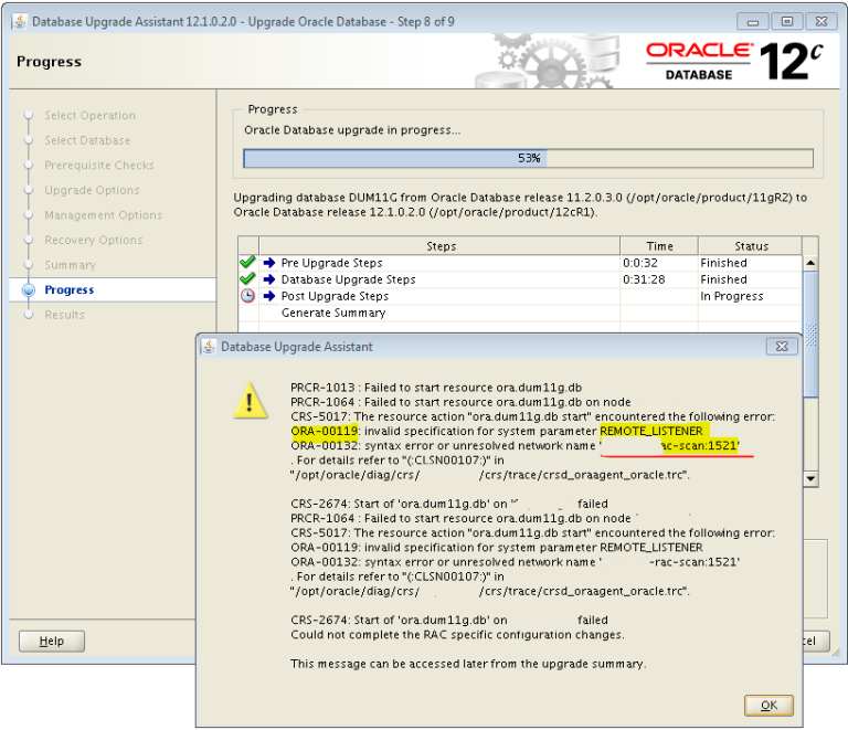 [upgrade With Dbua Remote Listener With Unresolvable Scan Fail